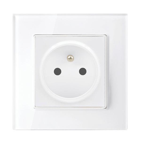 FRENCH TYPE SOCKET 16A GLASS FRAME WHITE | ELMARK